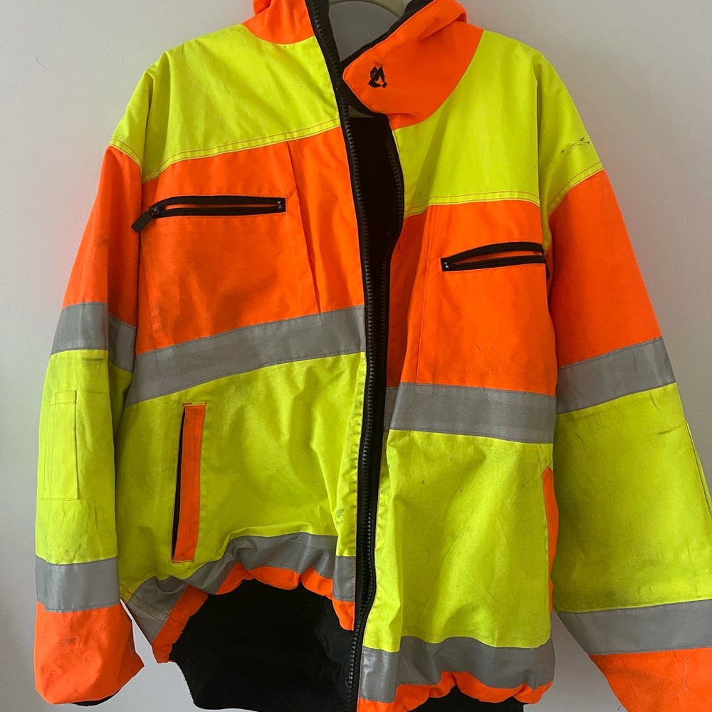 Neon Orange & Yellow Construction Jacket. Worn In My … - Gem